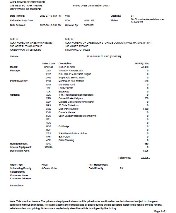 New 2020 Alfa Romeo Giulia Ti Q4 For Sale () | Miller Motorcars ...